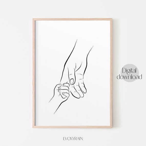 Holding Baby Hand Line Art Hands Line Drawing Couple Hands - Etsy