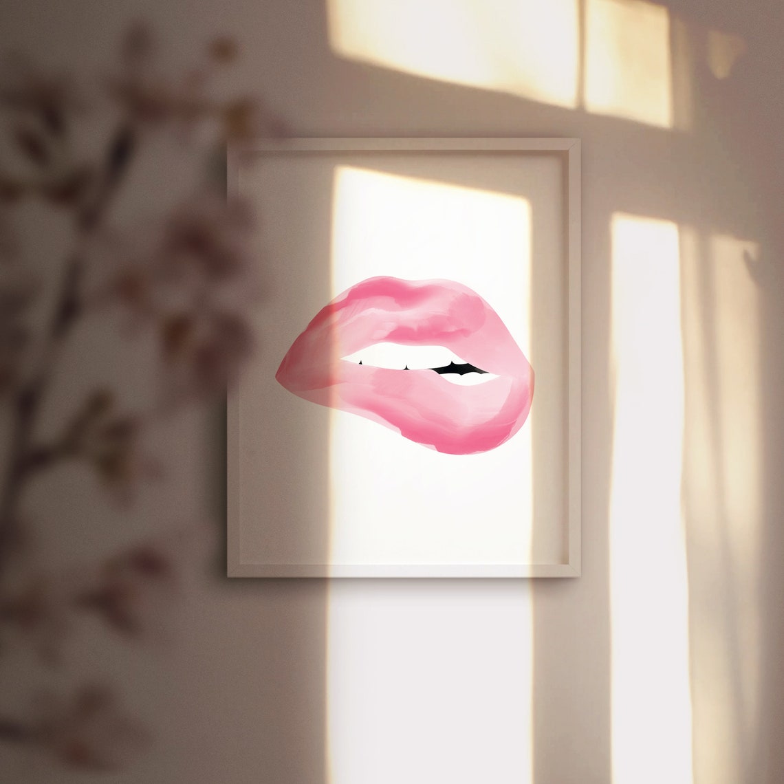 Pink Lips Print Lips Printable Lips Painting Lips Poster - Etsy