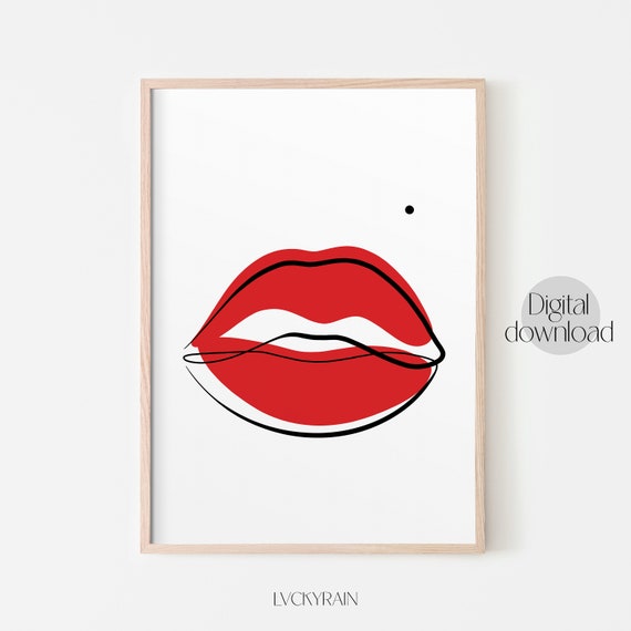 Red Lips Print Lips Printable Lips Painting Lips Poster - Etsy
