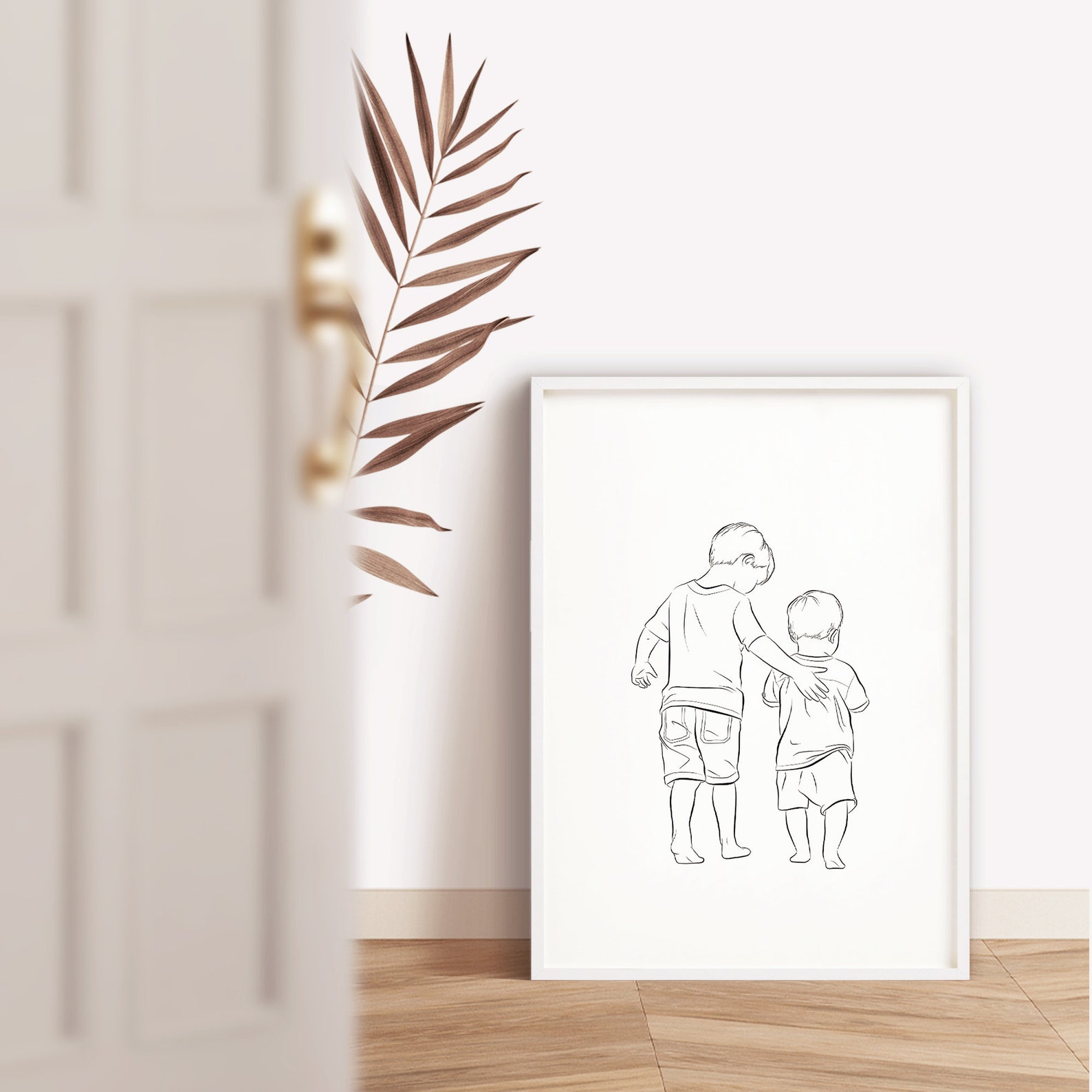 Brother Print, Brother Little Brother Line Art, Brothers Gift, Family ...