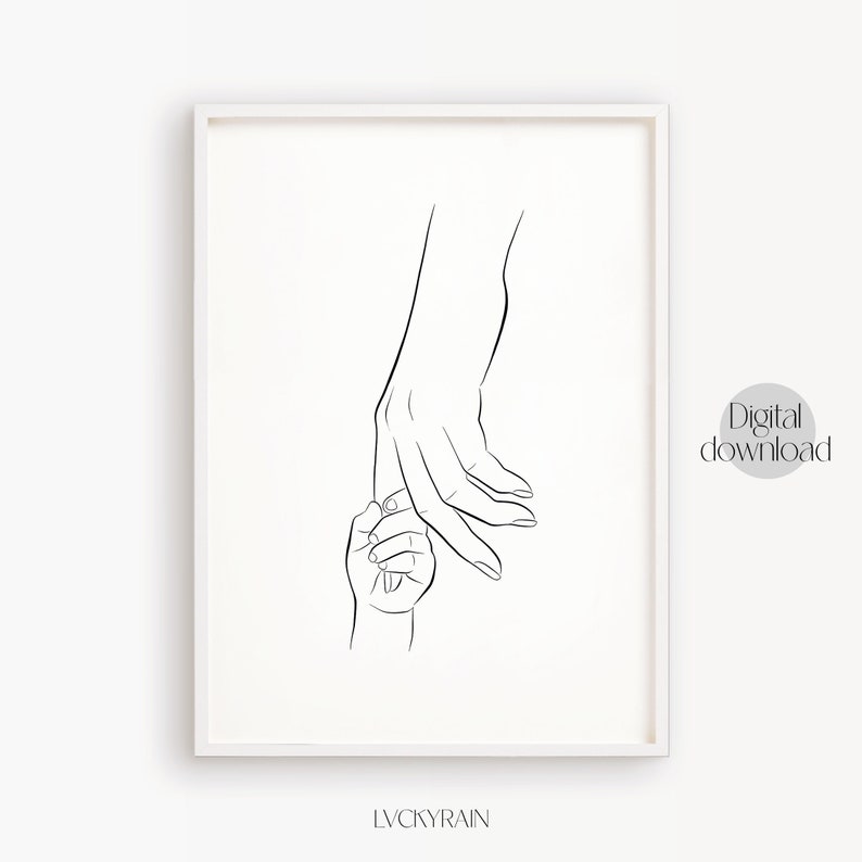 Hands Line Drawing Baby Hand Line Art One Line Hands Mother - Etsy