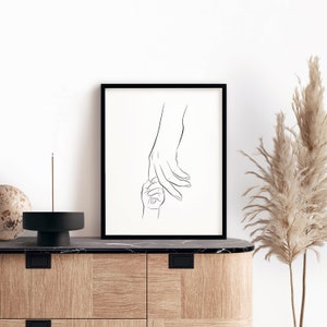 Hands Line Drawing, Baby Hand Line Art, One Line Hands, Mother and Baby ...