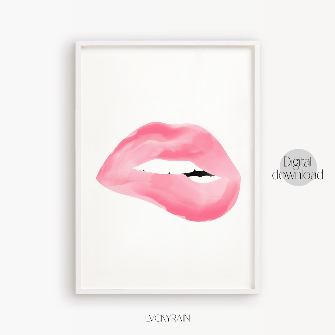 Pink Lips Print Lips Printable Lips Painting Lips Poster - Etsy