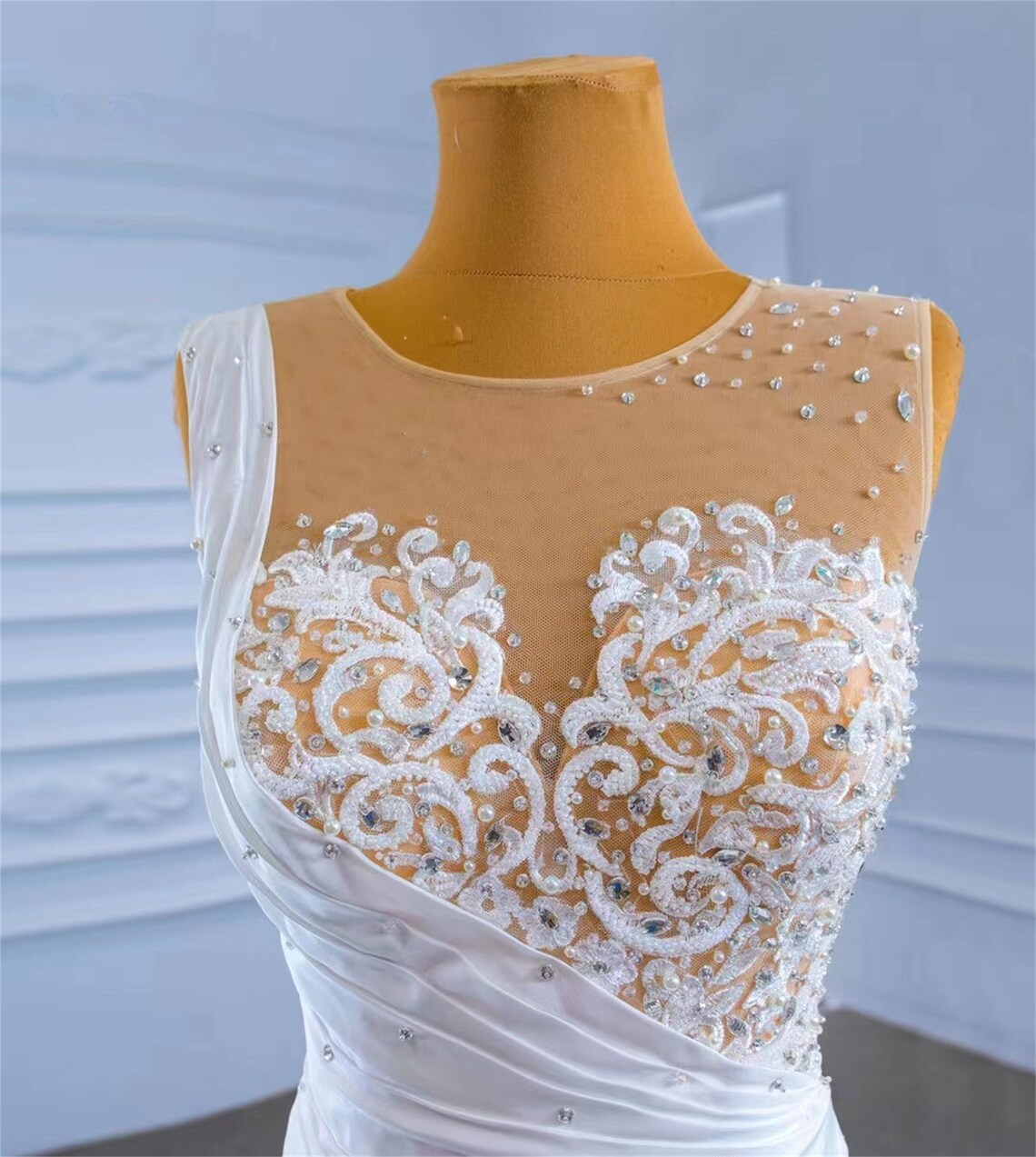 Ivory Crystal Beaded Wedding Dresses luxury Tiered Mermaid - Etsy