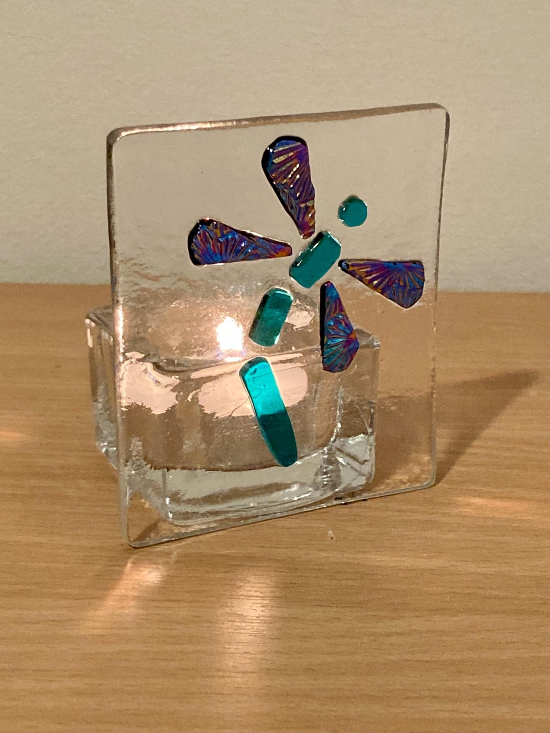 Fused Glass Dragonfly Tea Light Holder - Etsy