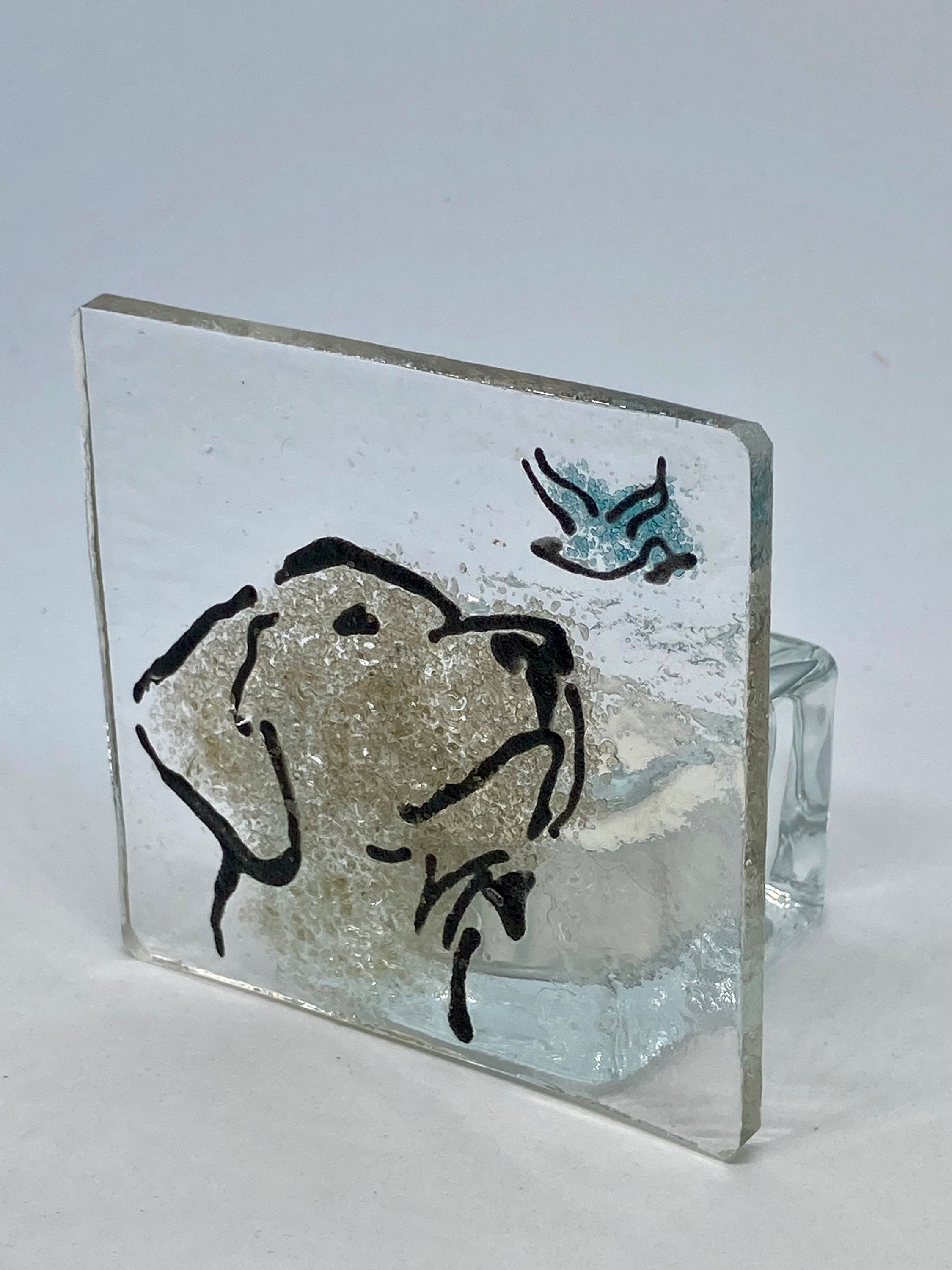 Fused Glass Sparkling Labrador Tea Light Holder - Etsy UK