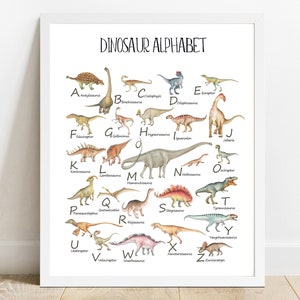Set of 3, Personalized Dinosaur Art Alphabet Print, Number Poster ...