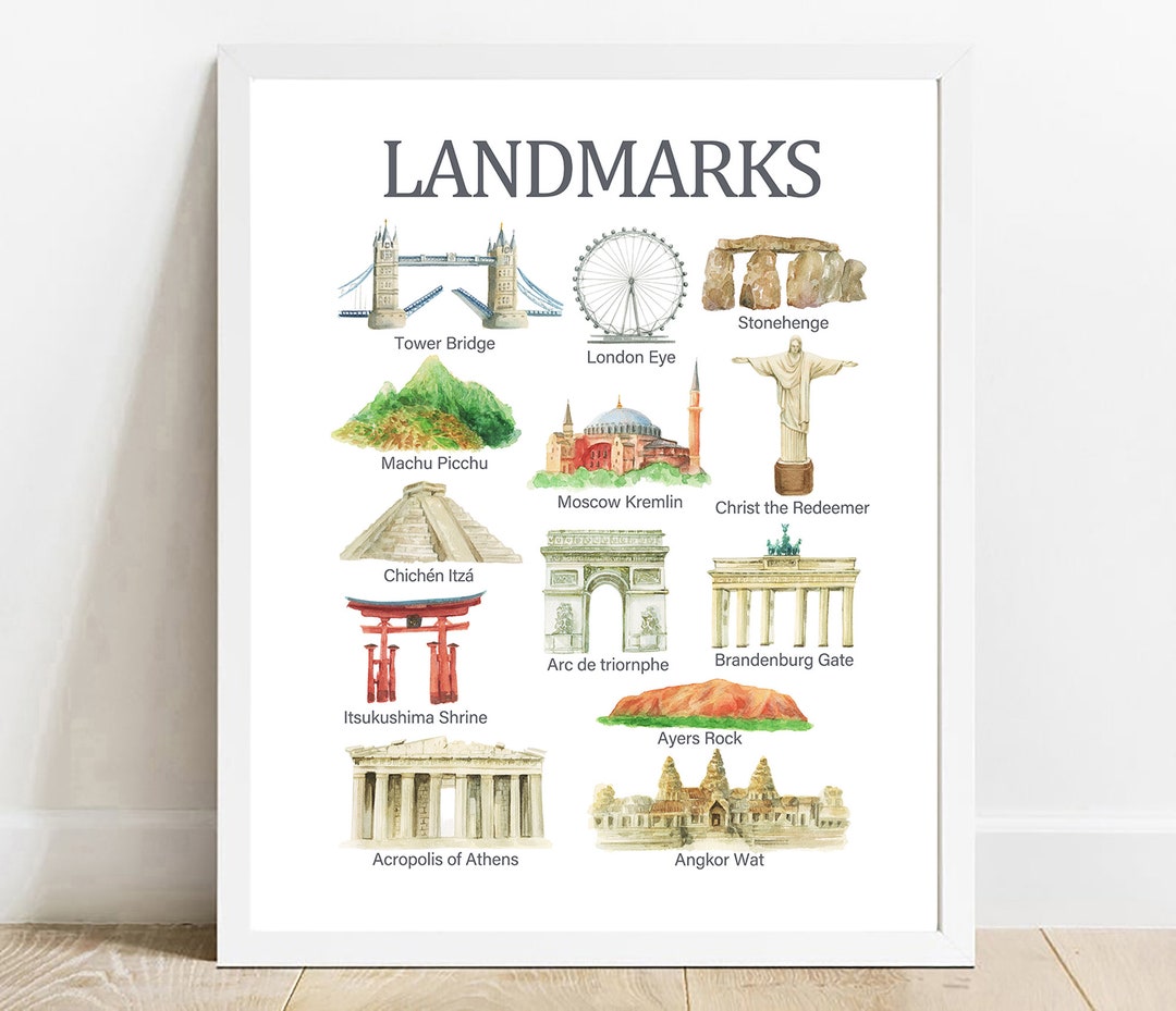 Landmarks Printable Wall Art, Landmarks Poster, Kids Children Learning ...