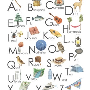 Camping Poster Set of 2, Alphabet Print, Baby Shower Gift,alphabet ...
