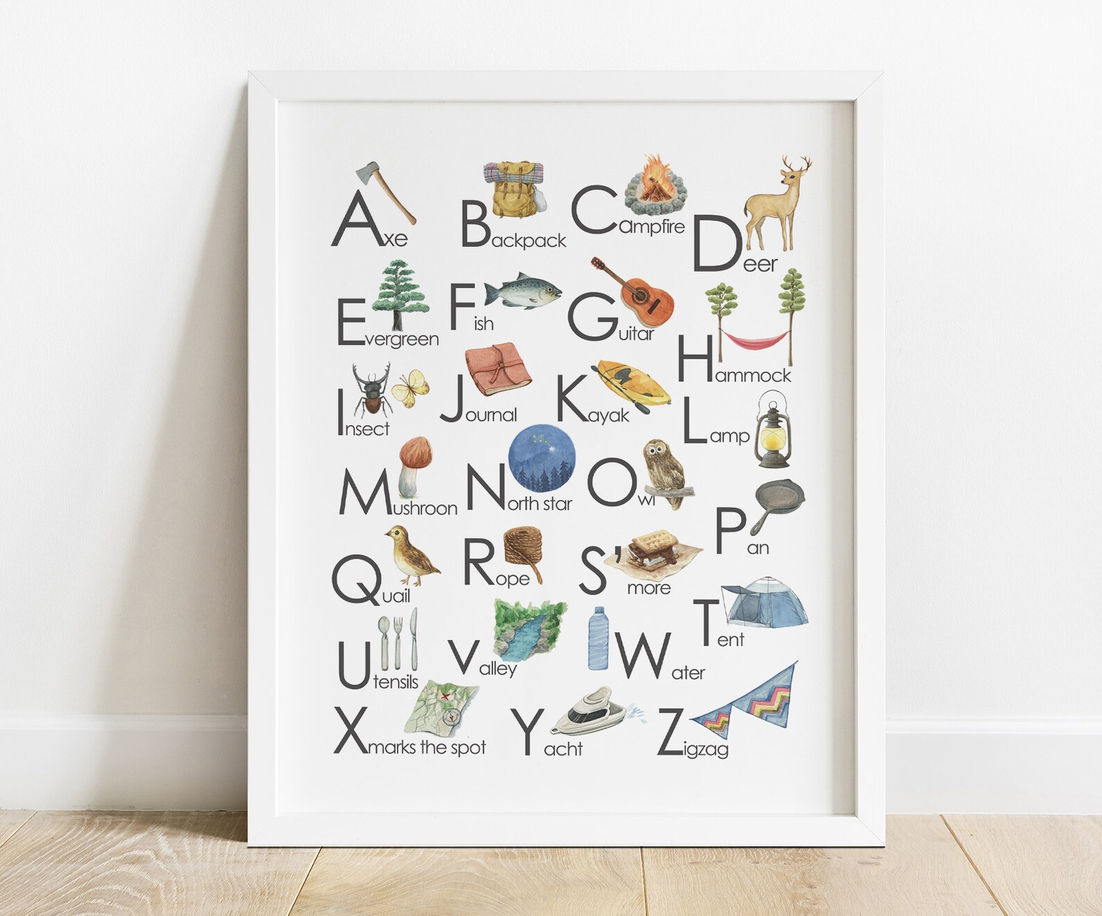 Camping Poster Set of 2 Alphabet Print Baby Shower | Etsy
