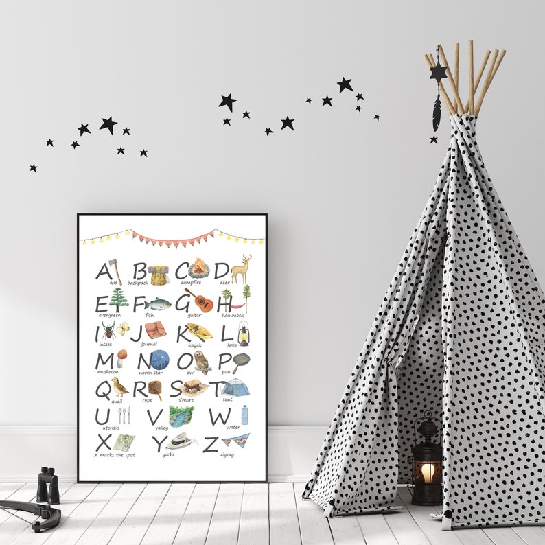 Camping Nursery Alphabet Print Alphabet Poster Alphabet - Etsy