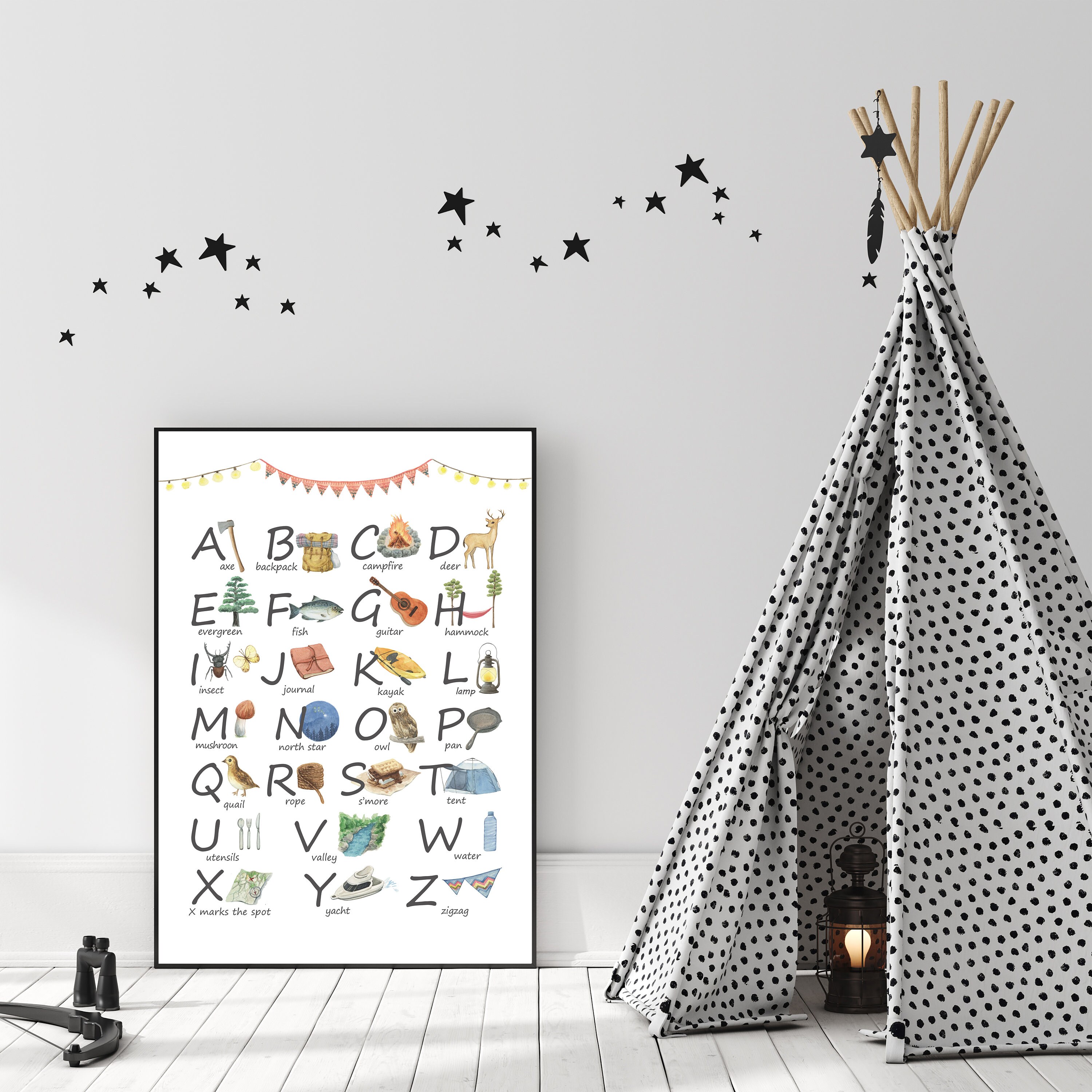 Camping Nursery Alphabet Print Alphabet Poster Alphabet - Etsy