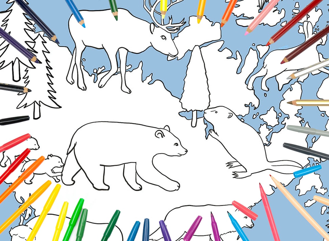 Large Map Animals World Map Colouring Printable Kids World - Etsy