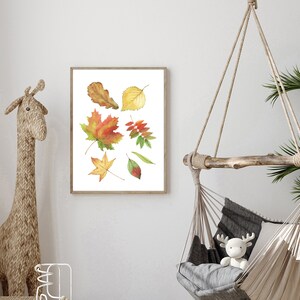 Fall Leaves, Watercolor Printable Wall Art, Thanksgiving Decor, Fall ...