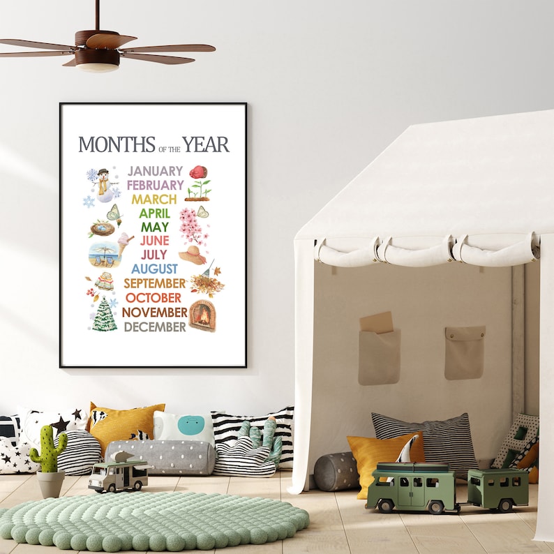 Months of the Year Educational Posters Learning Home - Etsy