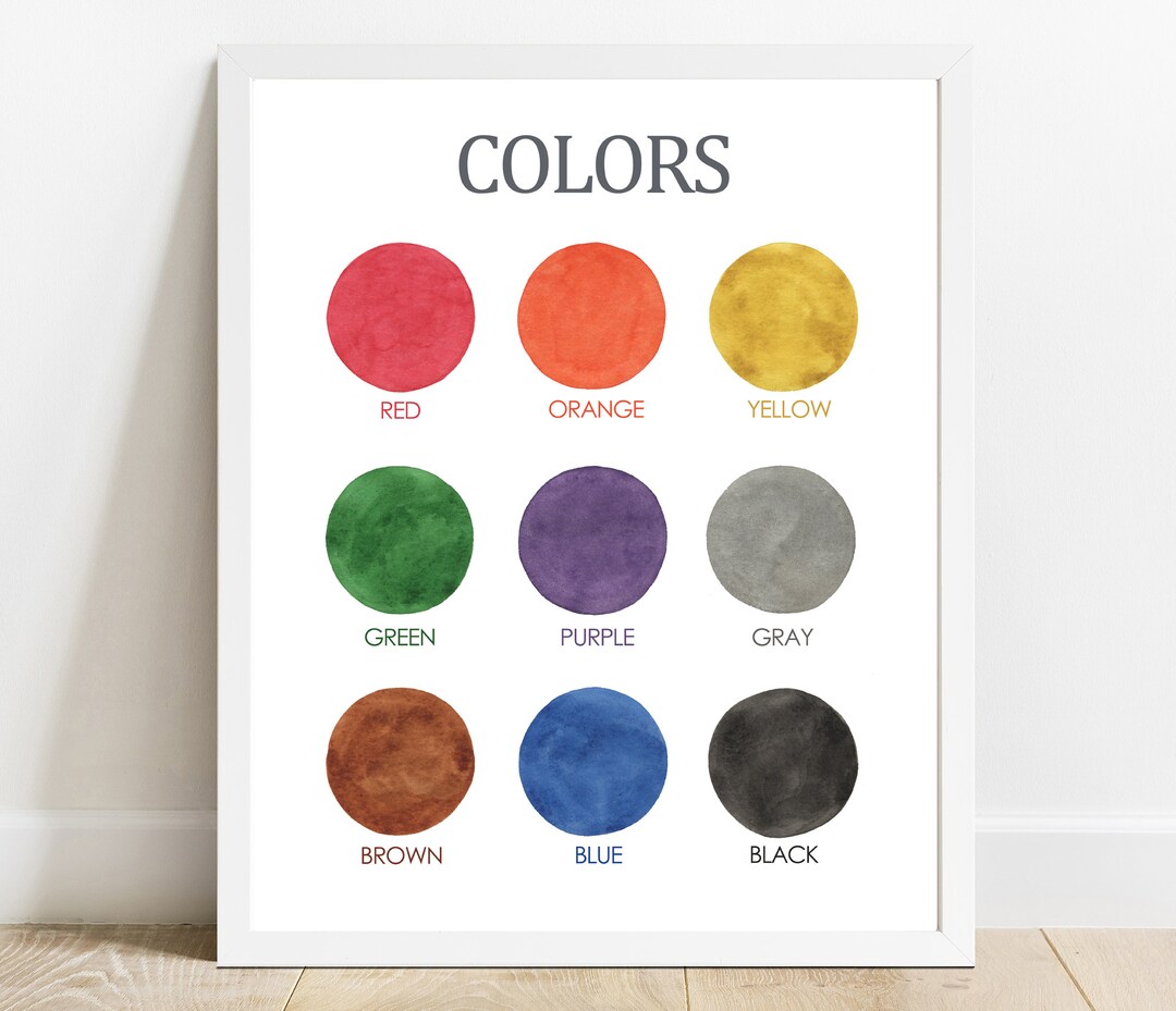 Educational Color Chart Printable Classroom, Learning Home School ...