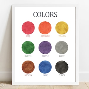 Educational Color Chart Printable Classroom, Learning Home School ...