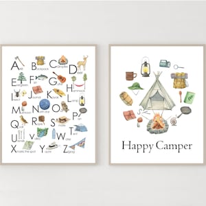 Camping Poster Set of 2, Alphabet Print, Baby Shower Gift,alphabet ...