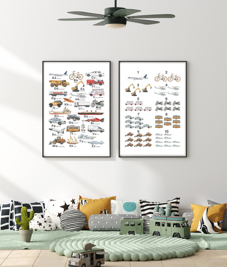 Transport Abc Number Poster Vehicle Alphabet Transport - Etsy