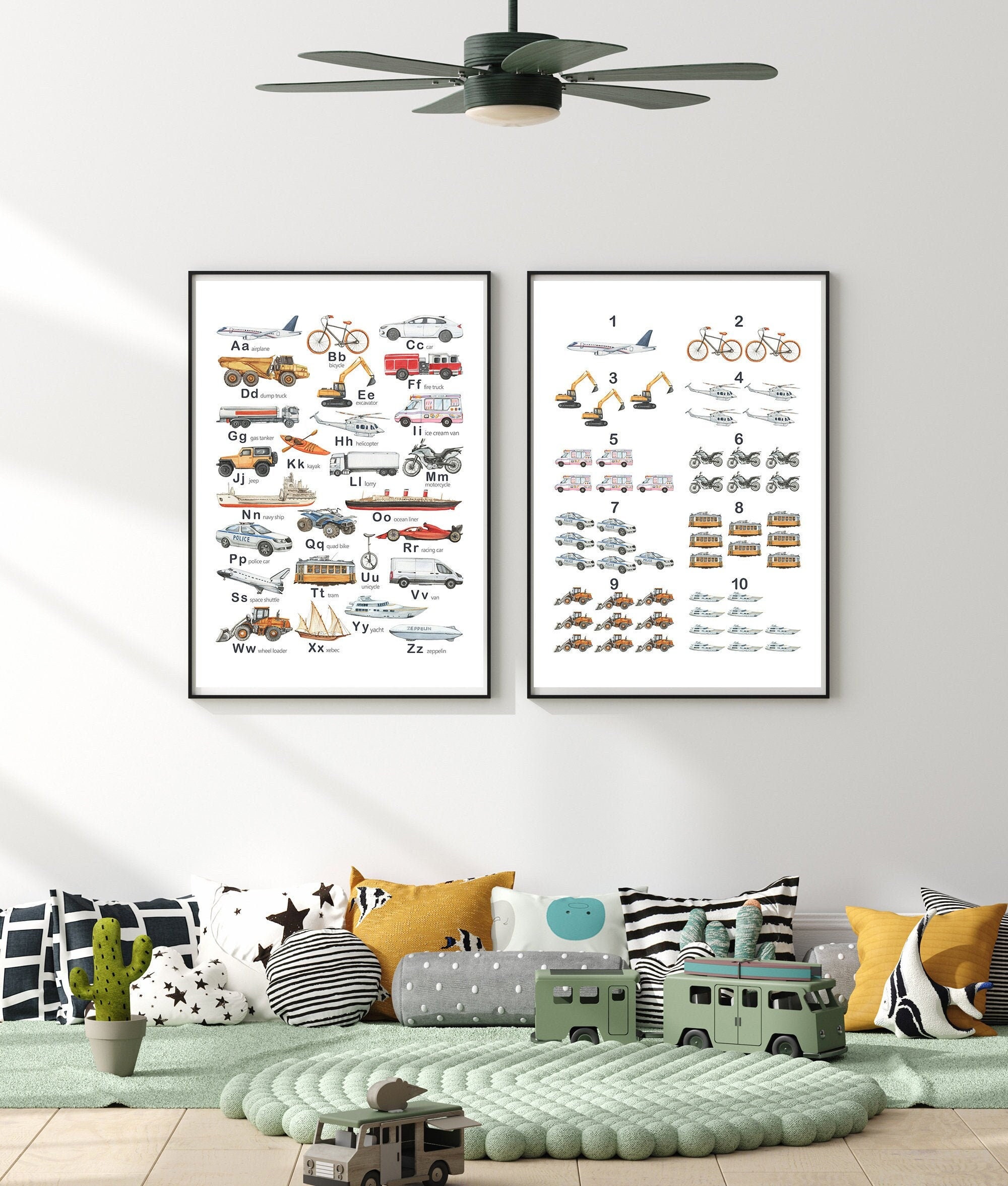 Transport Abc Number Poster Vehicle Alphabet Transport | Etsy