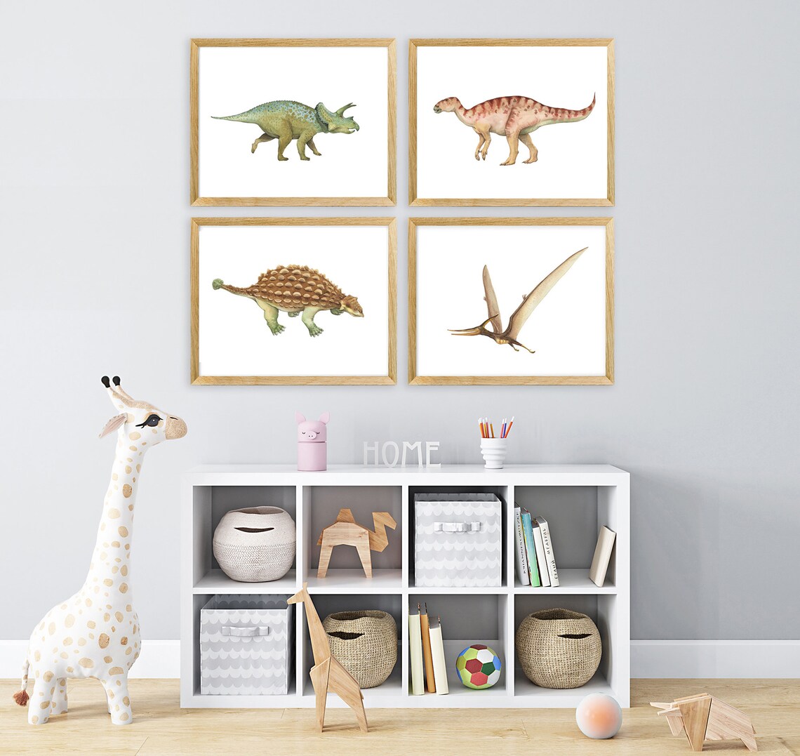 Dinosaur Iguanodon Watercolor Prints Nursery Wall Art | Etsy