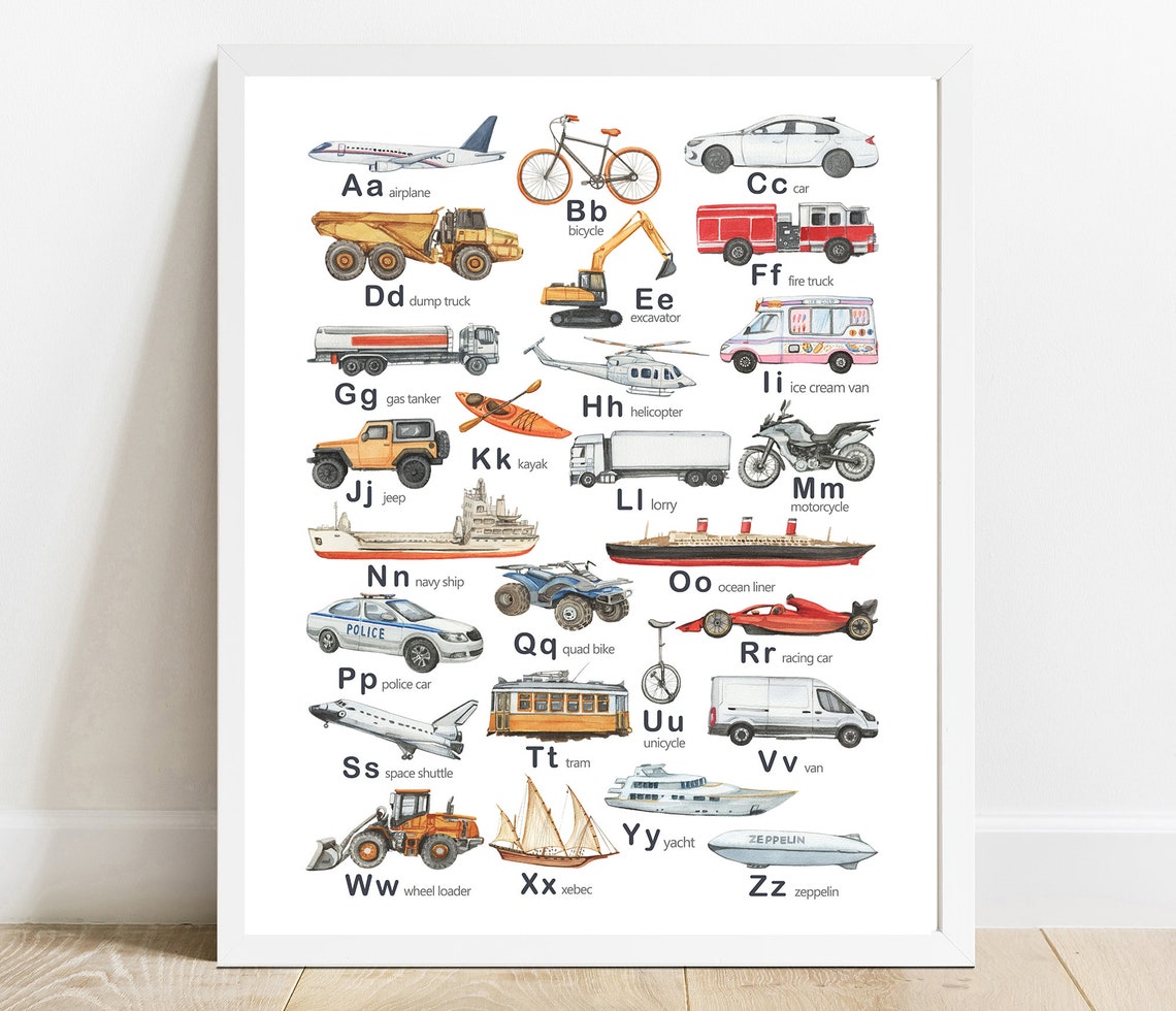 Transport Abc Poster Vehicle Alphabet Transport Prints - Etsy
