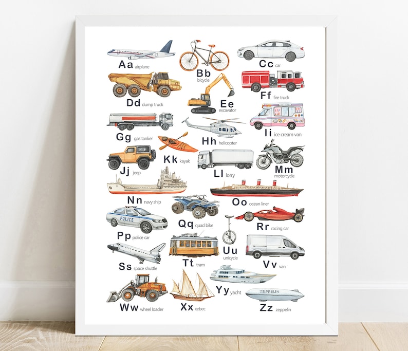 Transport Abc Poster Vehicle Alphabet Transport Prints - Etsy