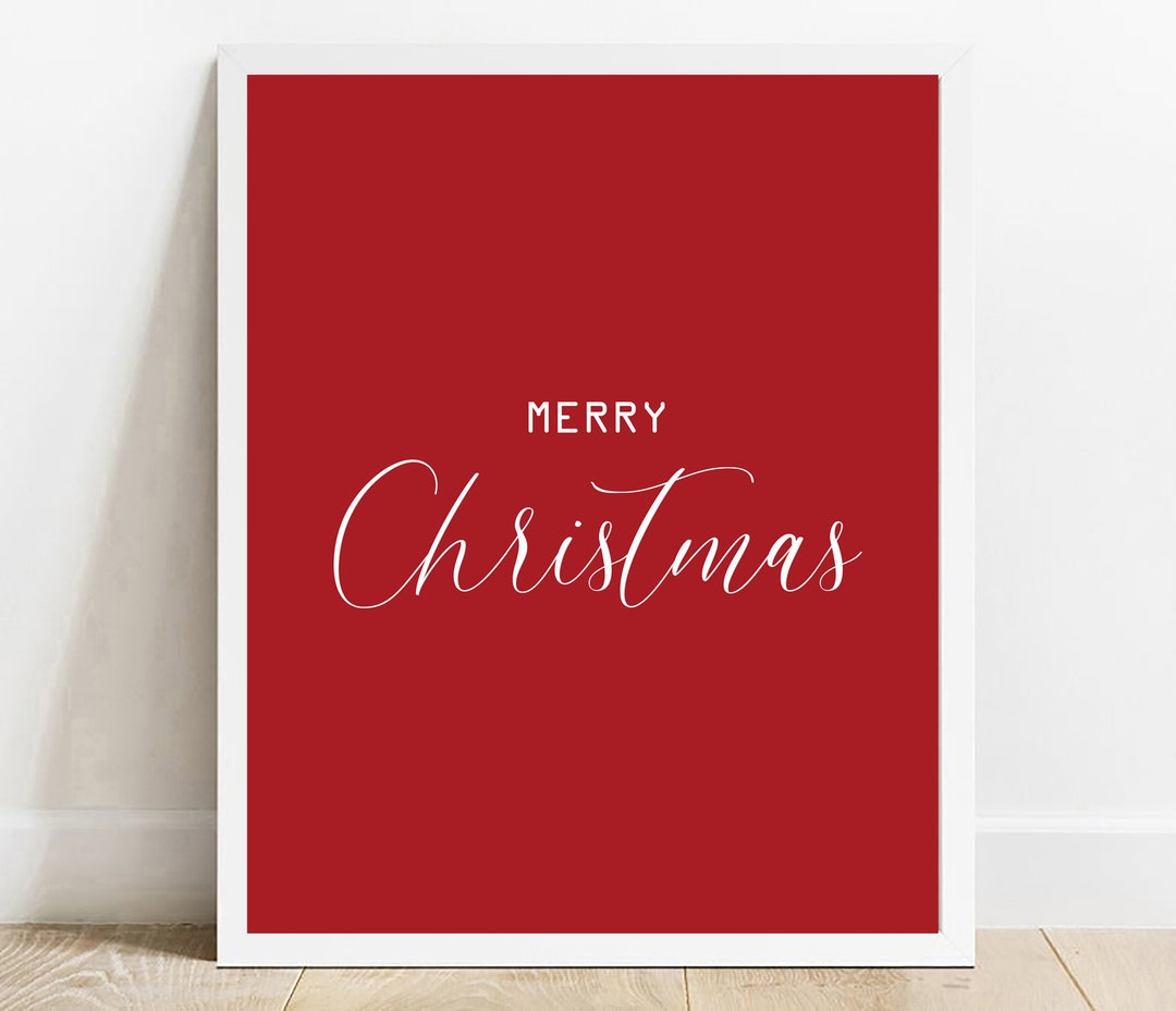 Red Merry Christmas Sign, Christmas Prints, Christmas Wall Art ...