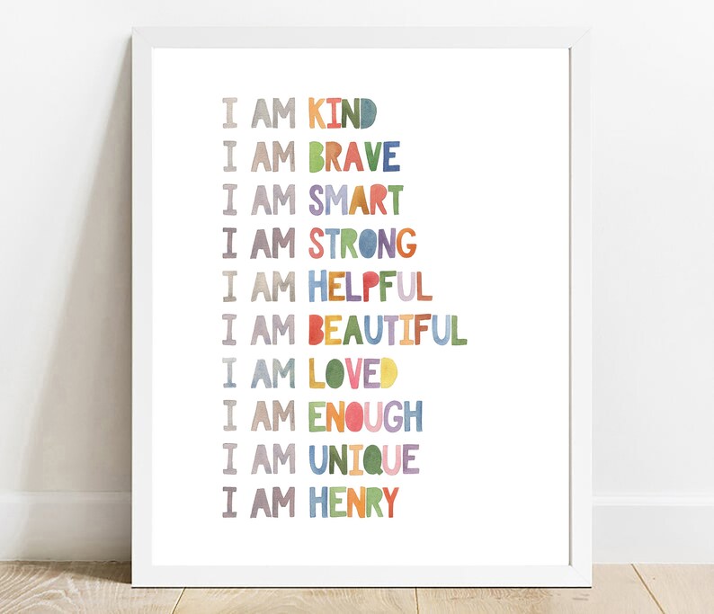 Personalized Affirmation Printable Art I Am Kind I Am Loved | Etsy