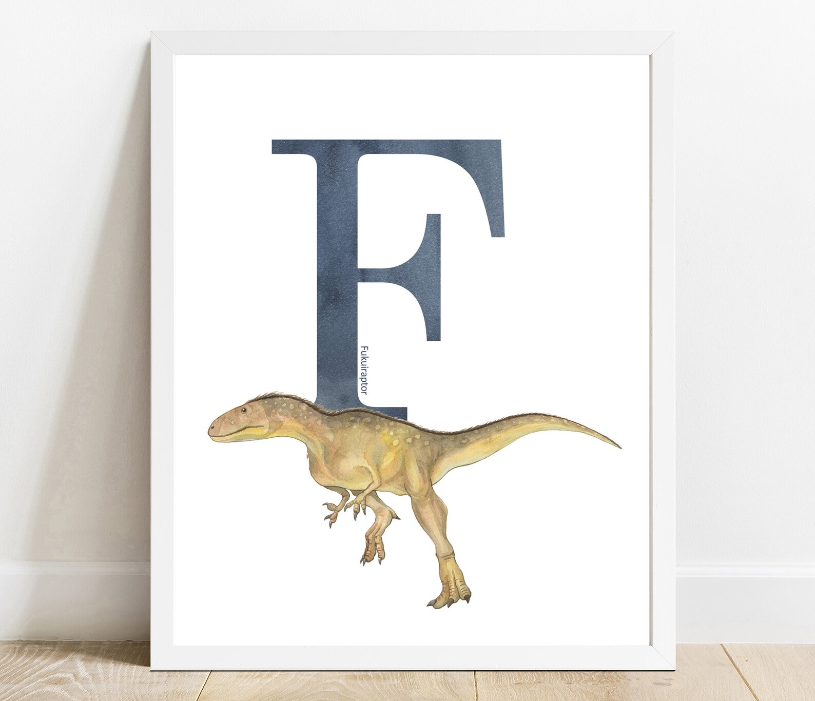 Letter F Fukuiraptor Dinosaur Watercolor Print: Nursery Wall Art ...
