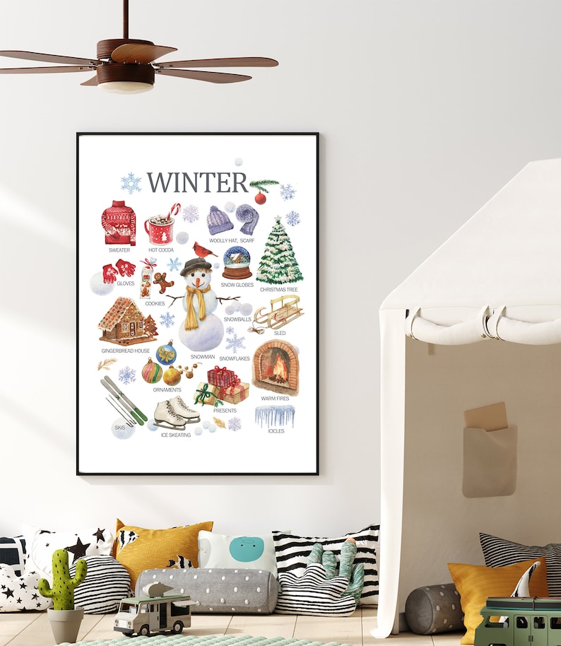 Winter Printable Wall Artwinter Poster Kids Children - Etsy