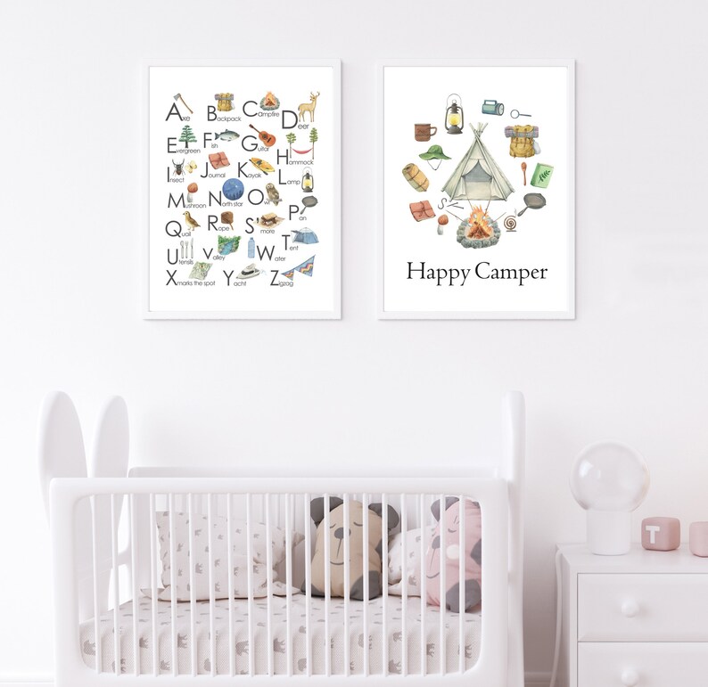 Camping Poster Set of 2 Alphabet Print Baby Shower | Etsy