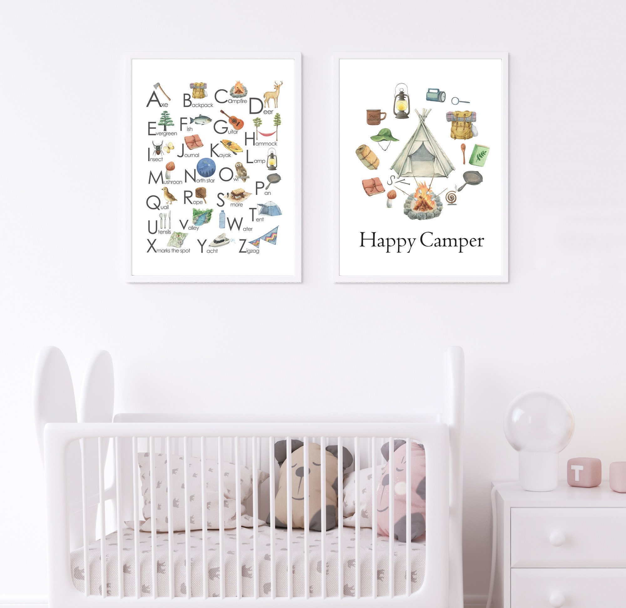 Camping Poster Set of 2 Alphabet Print Baby Shower - Etsy
