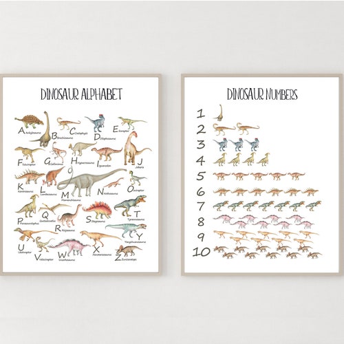 Dinosaur Alphabet ABC Poster Kids Children Learning Nursery - Etsy
