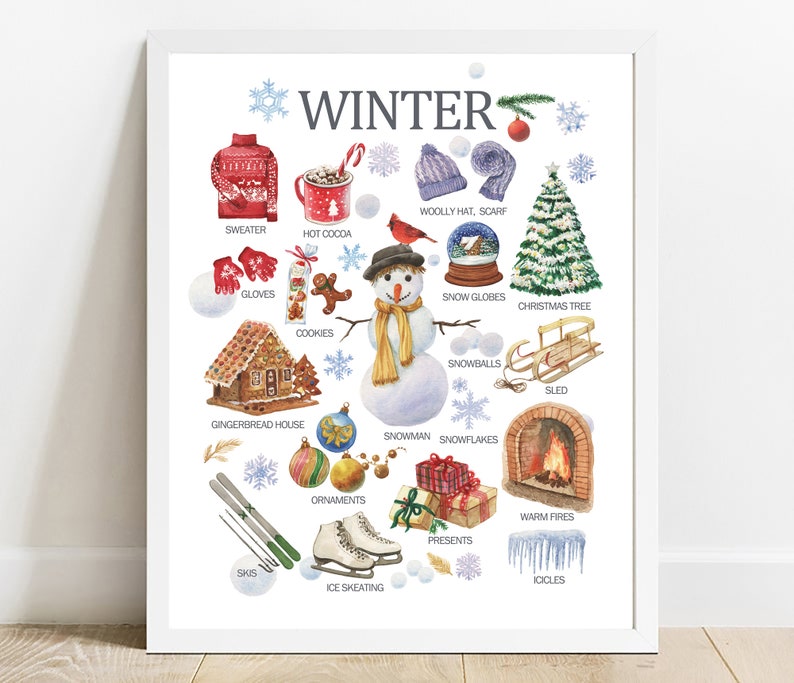 Winter Printable Wall Artwinter Poster Kids Children | Etsy