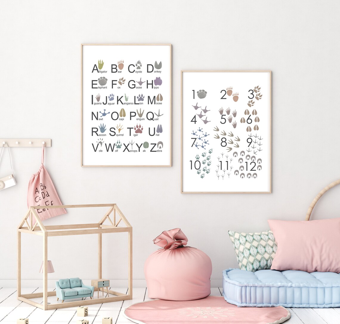 Footprint Alphabet and Number Poster Set Baby Shower Gift - Etsy