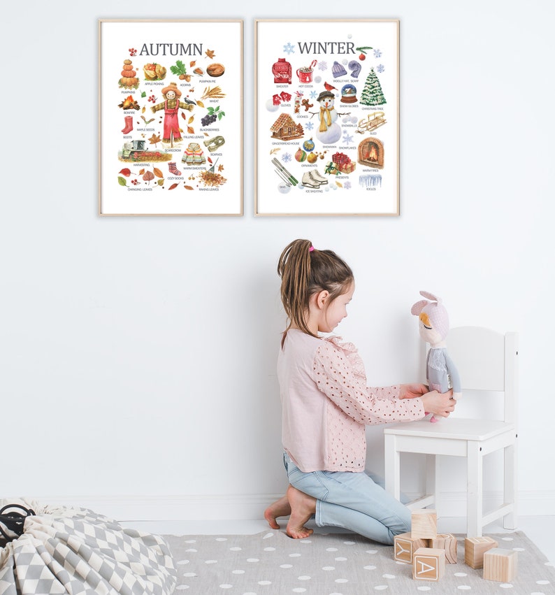 Four Seasons Print Set Spring Summer Autumn Winter Poster | Etsy