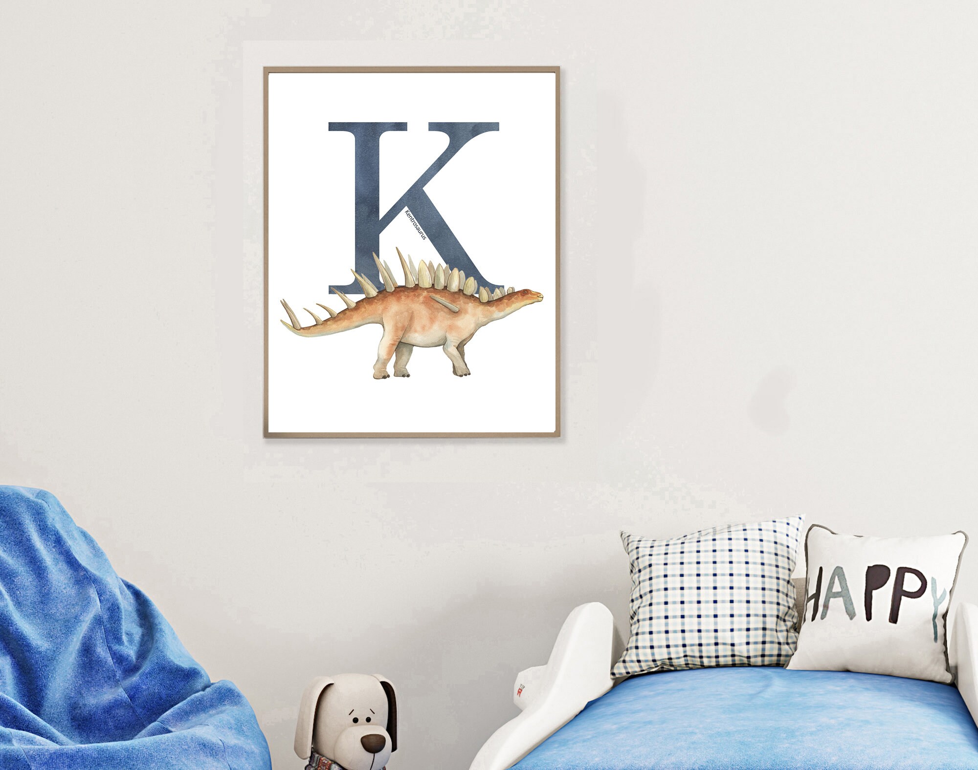 Letter K Kentrosaurus Dinosaur Watercolor Prints Nursery - Etsy