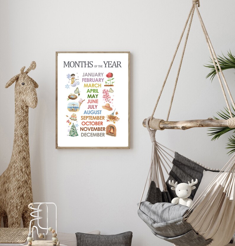 Months of the Year Educational Posters Learning Home - Etsy