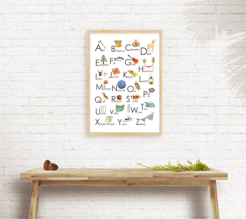 Camping Poster Set of 2 Alphabet Print Baby Shower | Etsy
