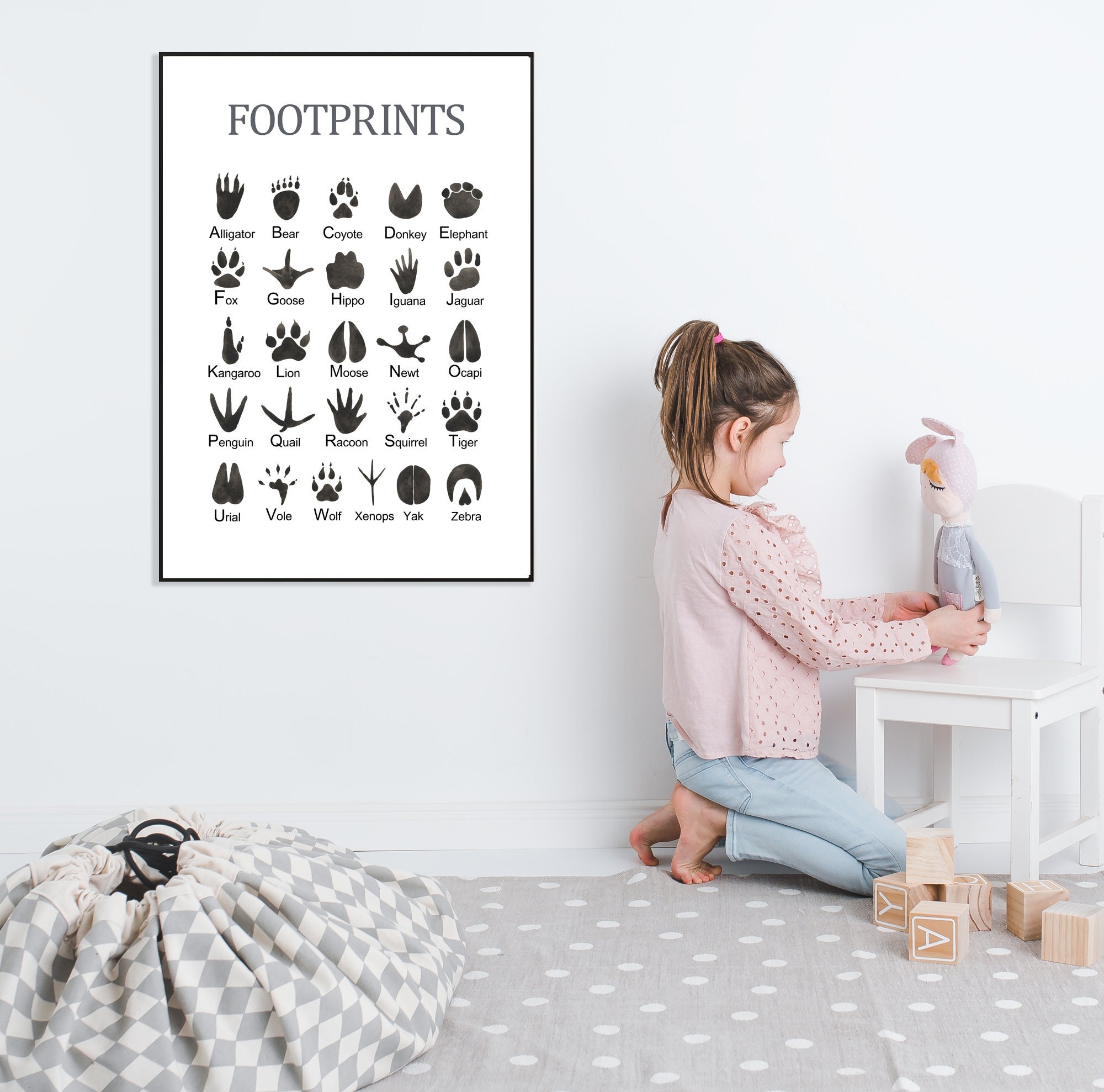 Footprint Alphabet and Number Poster Set ABC Posternursery | Etsy