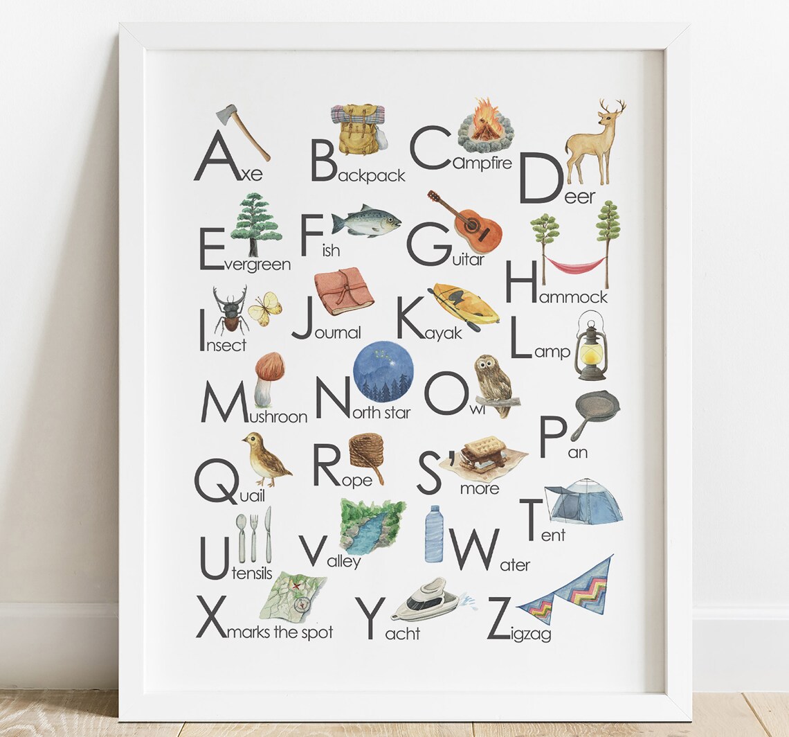 Camping Alphabet and Number Poster Set: Nursery Decor (digital Download ...