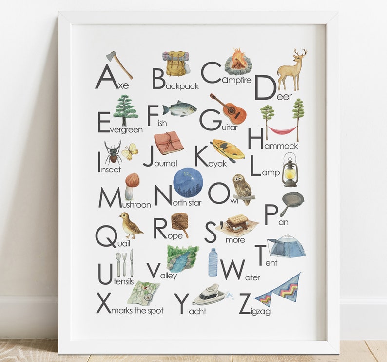 Camping Alphabet and Number Poster Set: Nursery Decor (digital Download ...