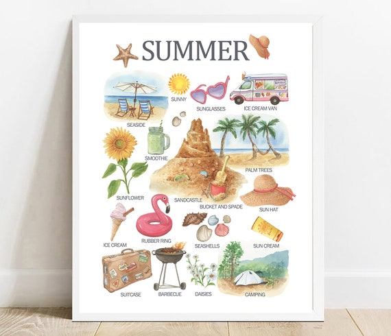 Summer Printable Wall Art Summer Poster Kids Children - Etsy