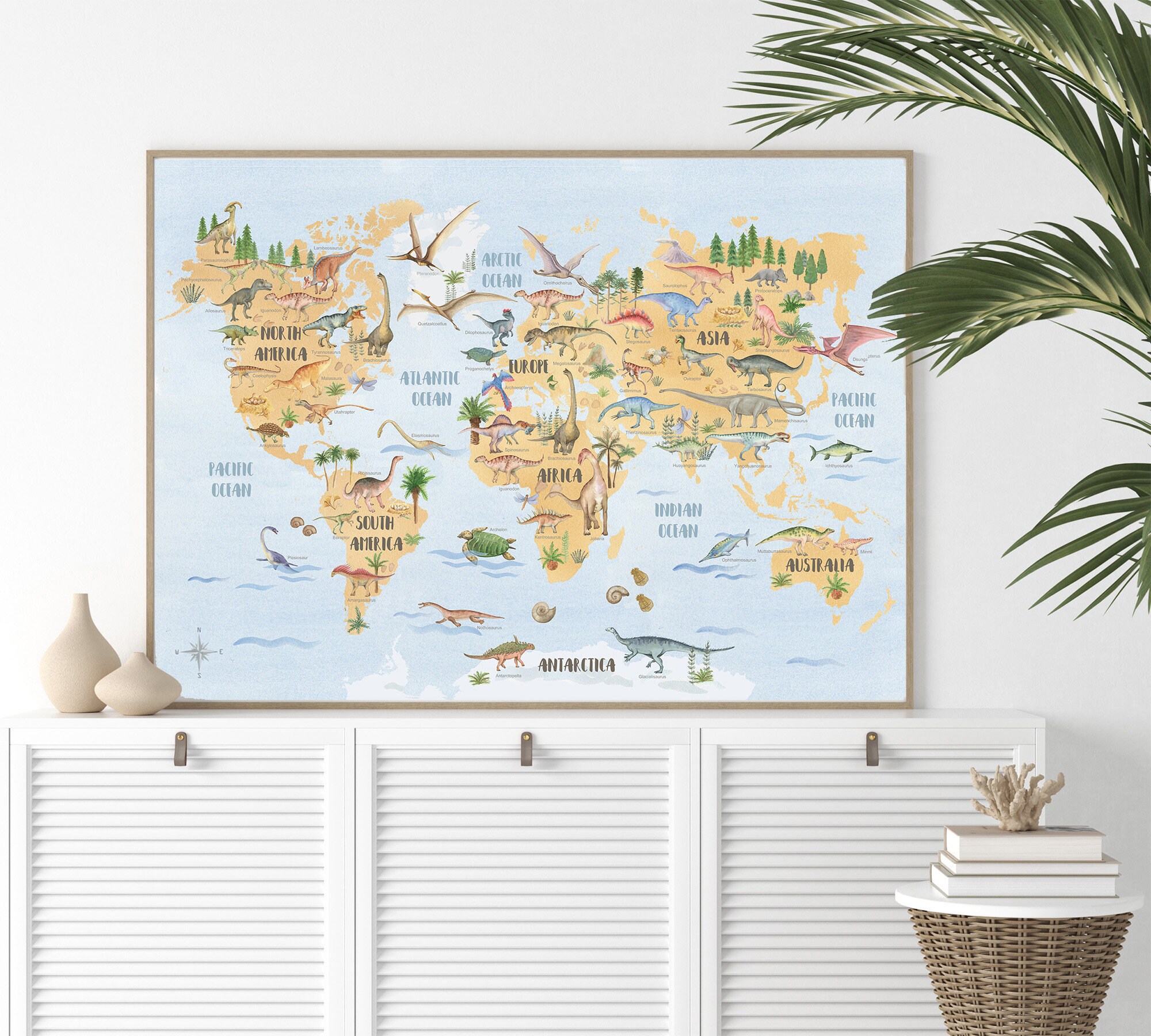 Dinosaur World Map Dinosaur Wall Art Kids World Map Print | Etsy UK