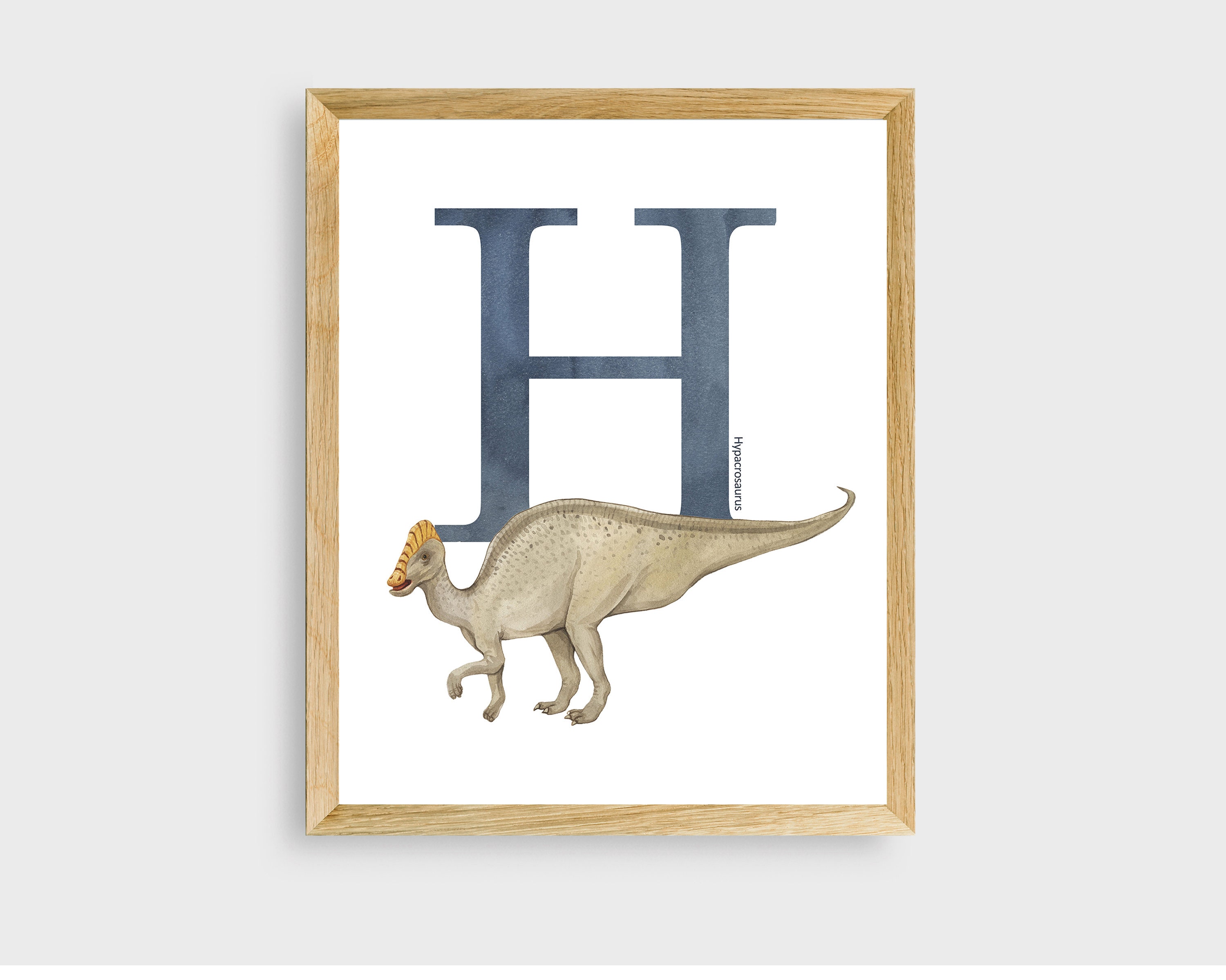 Letter H Hypacrosaurus Dinosaur Watercolor Prints Nursery - Etsy Hong Kong