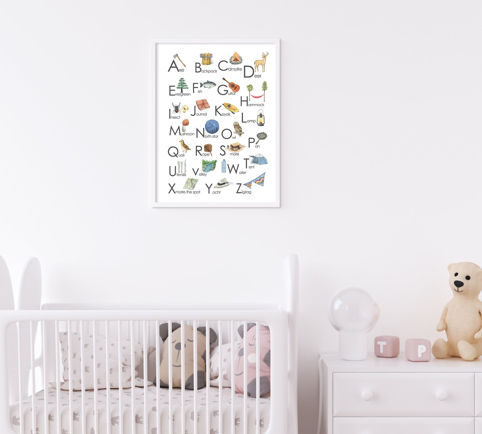 Camping Alphabet and Number Poster Set Baby Shower Gift | Etsy