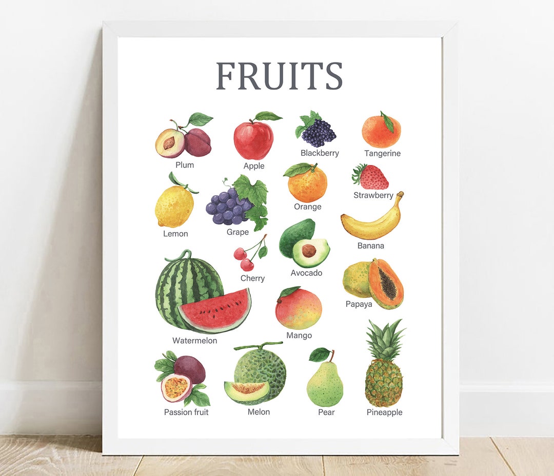 Educational Fruits Chart Printable Classroom, Learning Home School ...