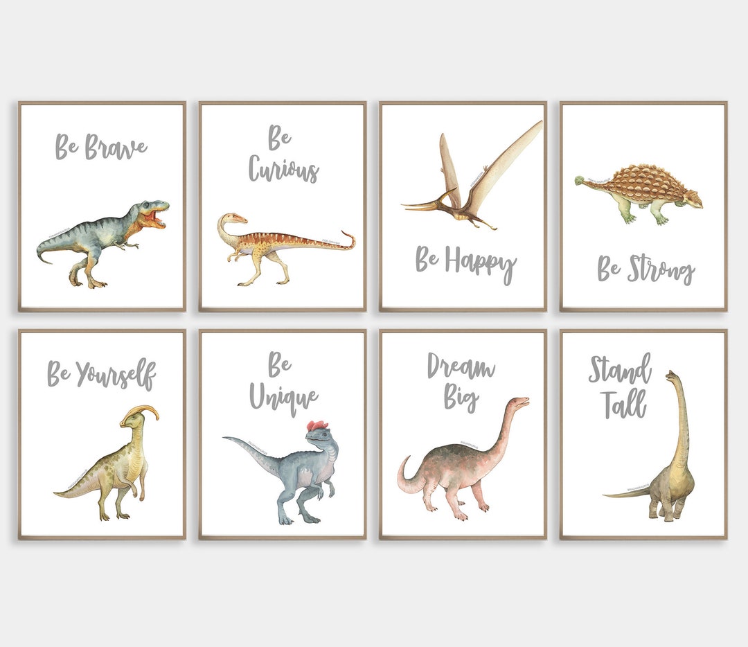 Set of 8 Dinosaur Watercolor Prints, Dinosaur Poster, Dinosaur ...