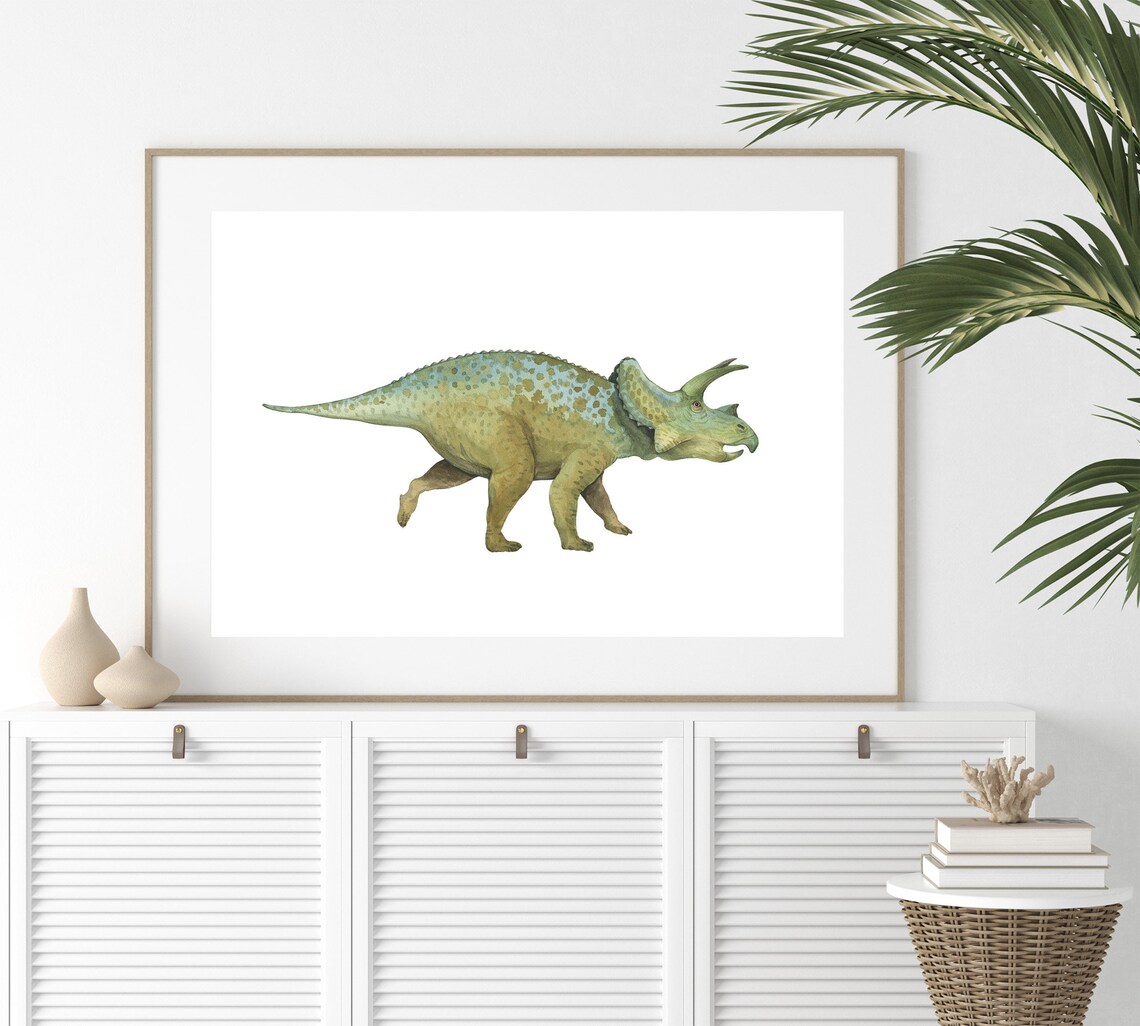 Dinosaur Triceratops Watercolor Prints Nursery Wall Art - Etsy